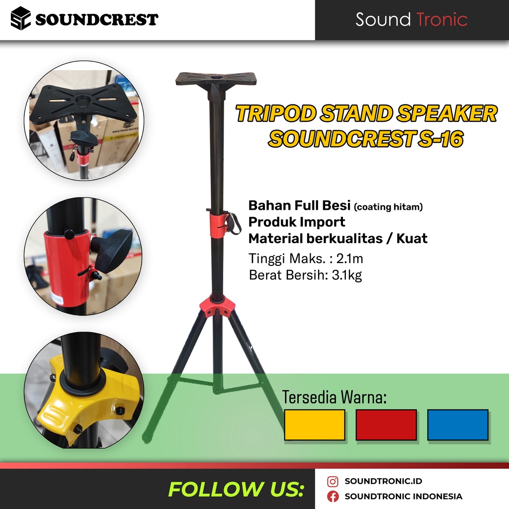 Jual Stand Speaker Full Besi Soundcrest S-16 Tripod Bracket Speaker 8 ...
