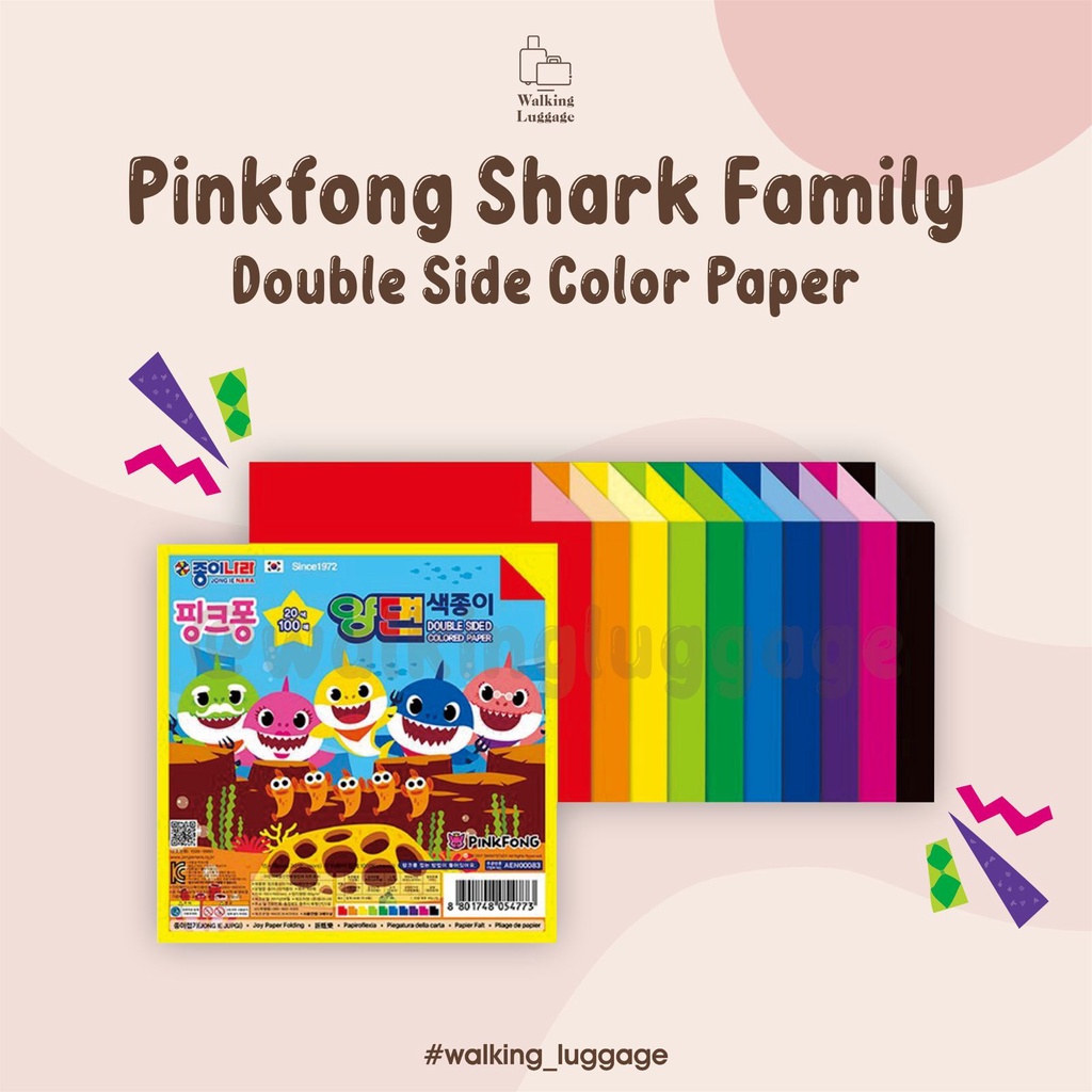 Jual Pinkfong Shark Family - Double Side Color Paper | Kertas Lipat ...