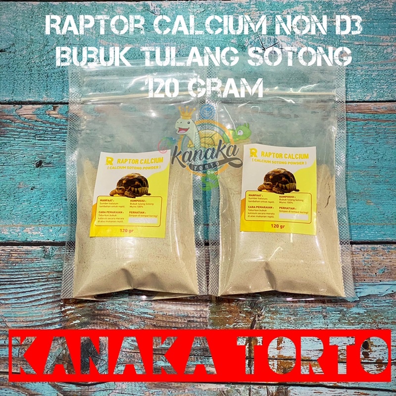 Jual Raptor Calcium 120 Gram Bubuk Tulang Sotong Reptil Kadal Torto ...