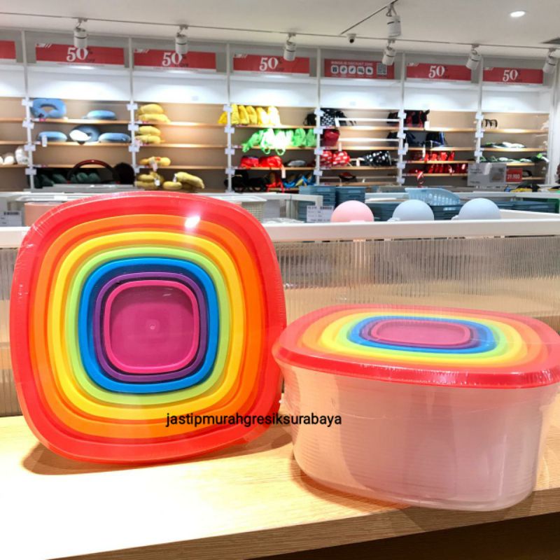 Jual RAINBOW FOOD CONTAINER 7PCS FOOD CONTAINER MINISO | Shopee Indonesia