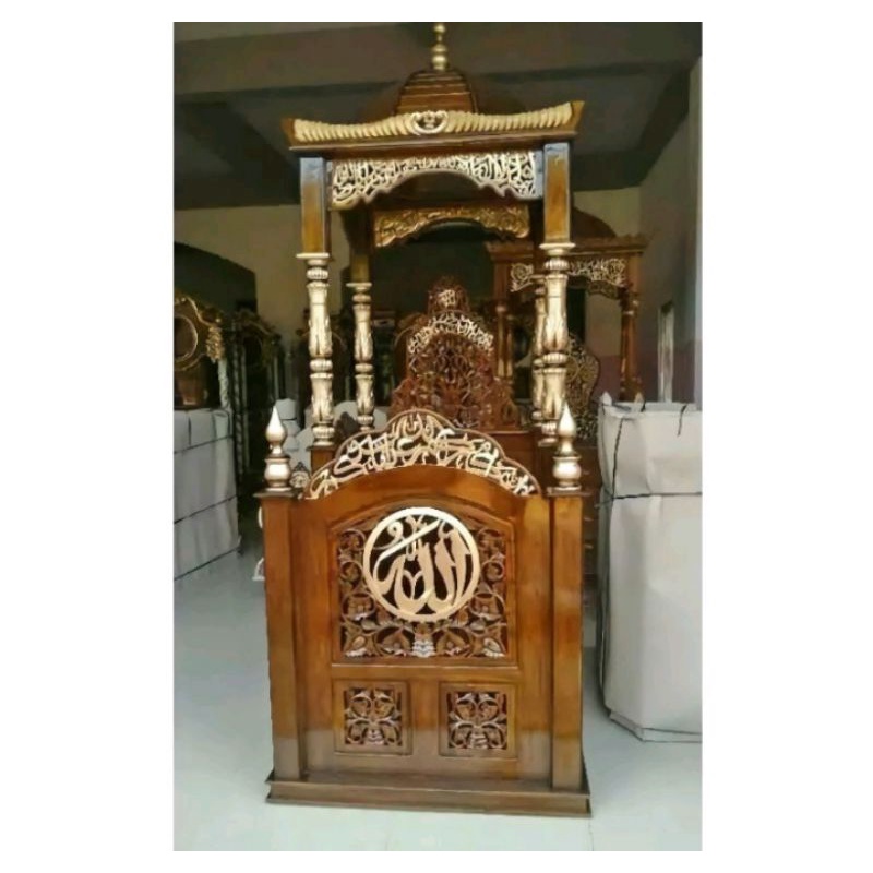 Jual Mimbar Masjid Kaligrafi Allah Jati Jepara (Tiang 8cm + Tongkat ...