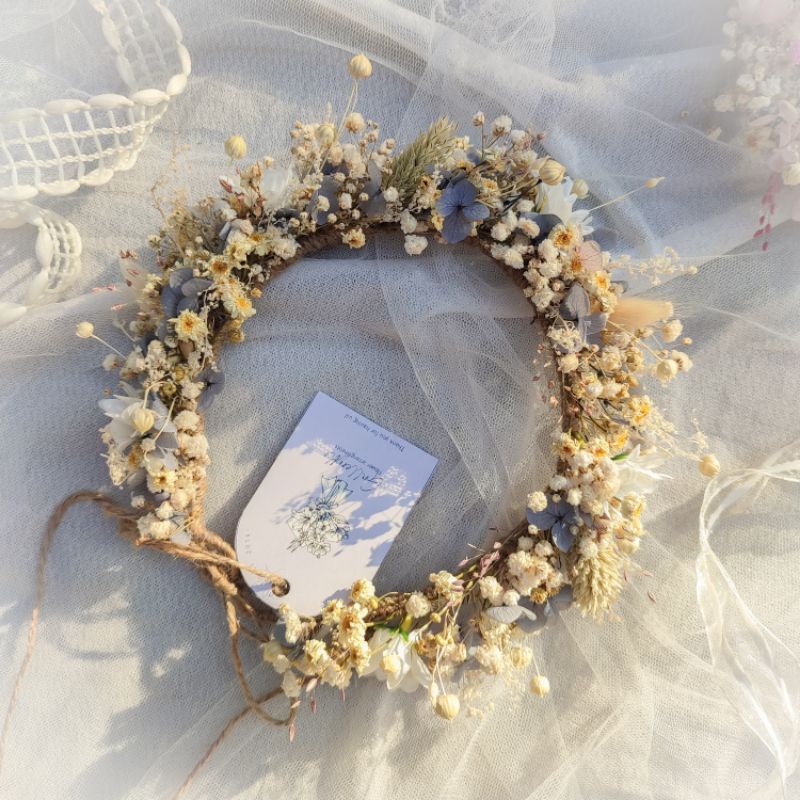 Jual Grey Dried Flower Crown with Packaging Box | Shopee Indonesia