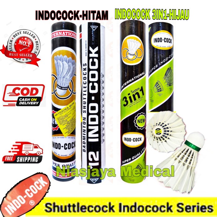 Jual SHUTTLECOCK INDOCOCK HIJAU 3IN1/INDOCOCK HITAM KOK BULUTANGKIS ...
