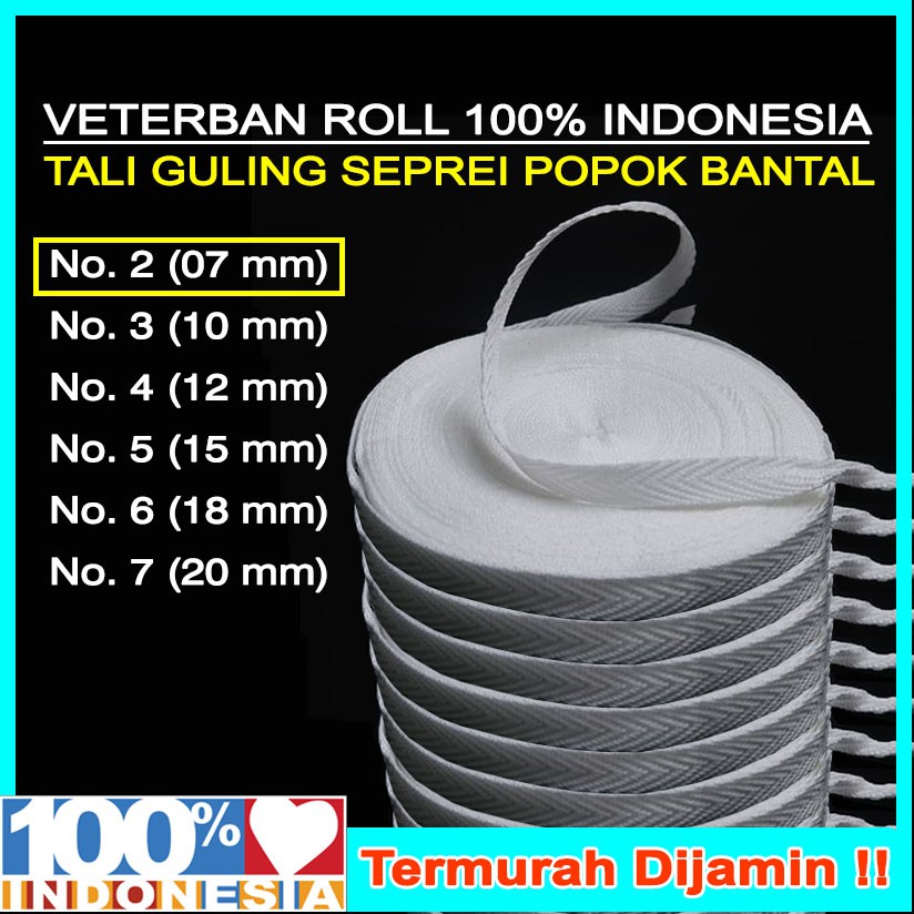 Jual TALI GULING VETERBAN ROLL NO 2 Uk 7mm PUTIH SPREI KASUR POPOK ...