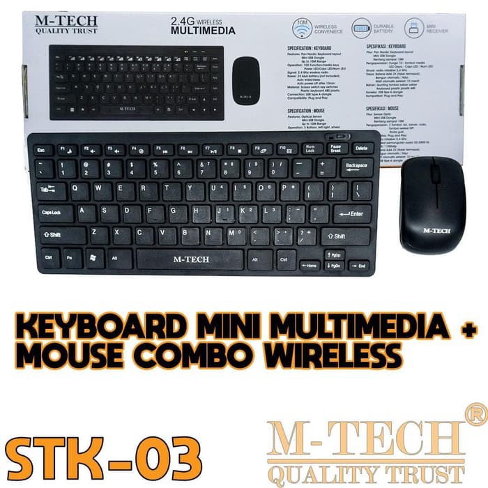 Jual LENGKAP COMBO HEMAT Keyboard wireless M tech STK 03 Mini combo ...