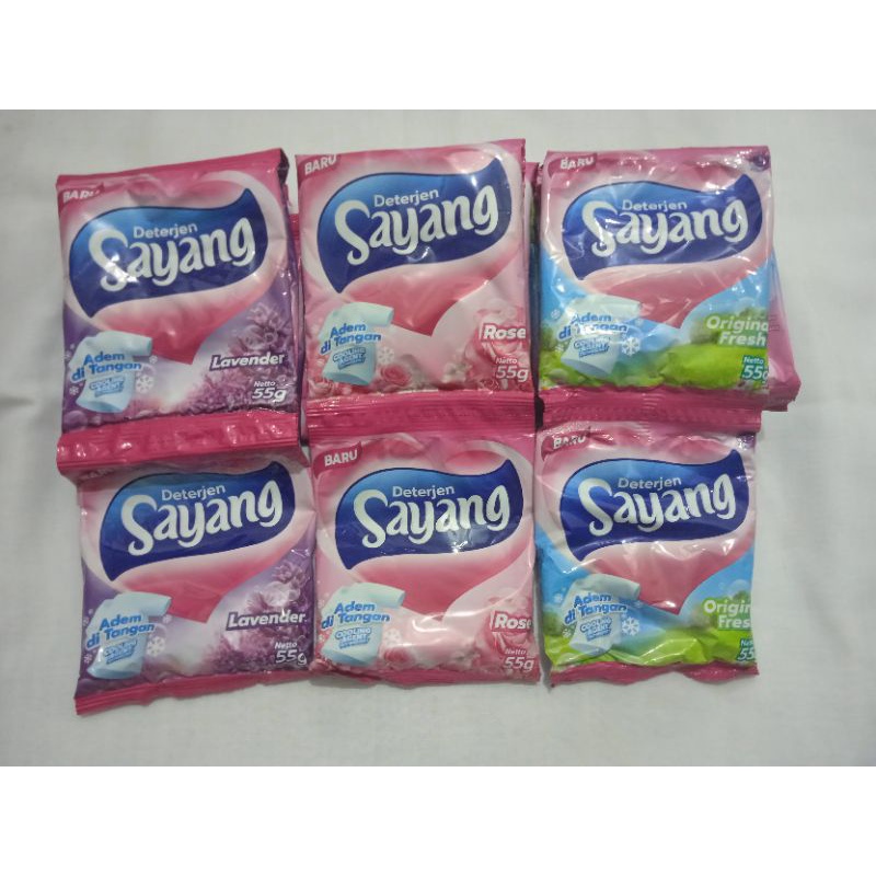 Jual Detergen Sayang Bubuk 55gr (6 Sachet x 55gr) (FREE Sabun Cuci ...