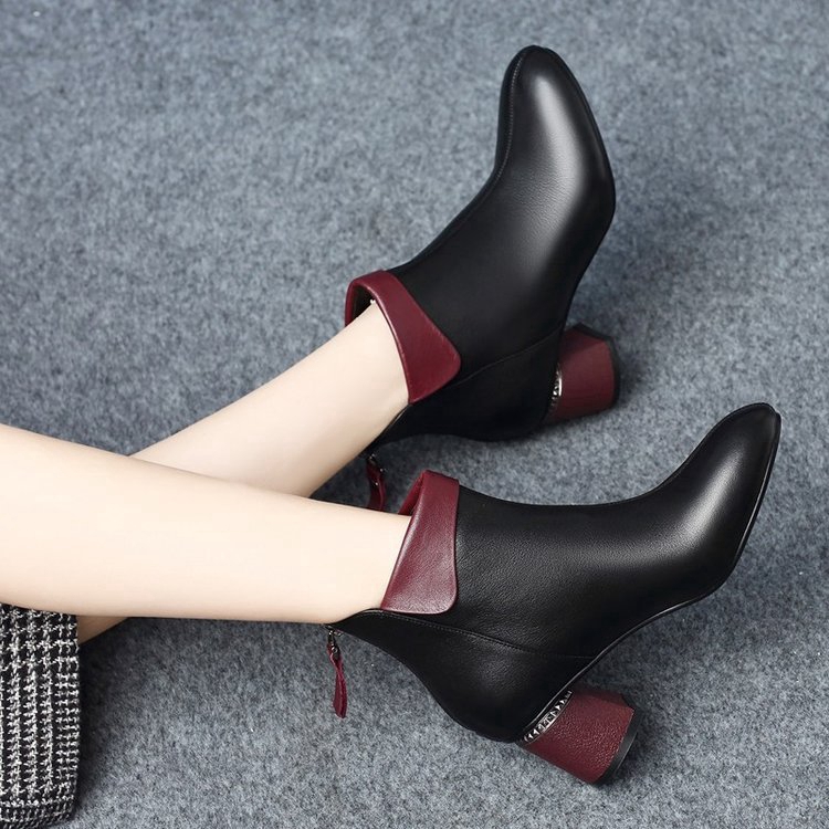 Jual Sepatu Wanita Model Mid Heels Boots Martin Tebal Warna Merah ...