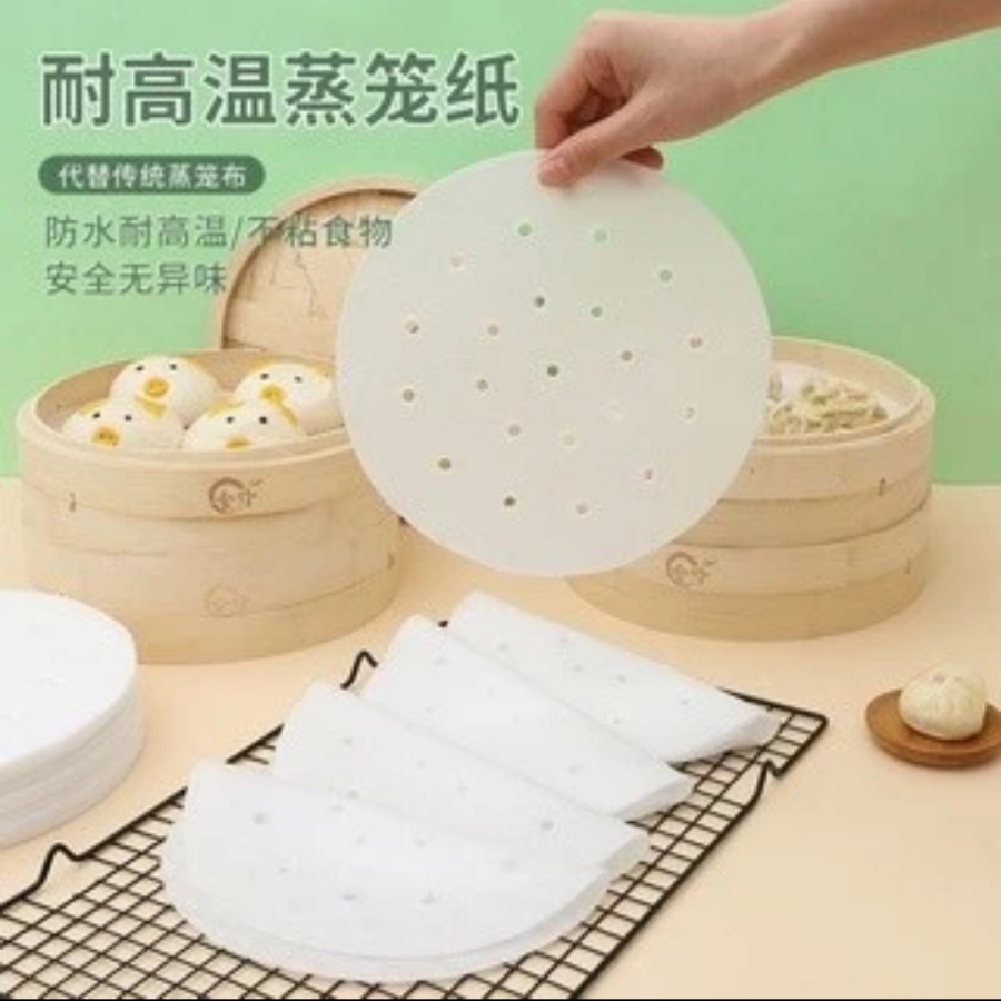 Jual Kertas Kukus Roti Bakpao Siomay Dimsum Paper Steamer Air Fryer ...