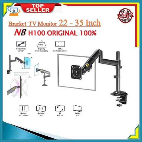 Jual Bracket TV Monitor LED LCD Gas Spring stand NB H100 22"-35 inch ...