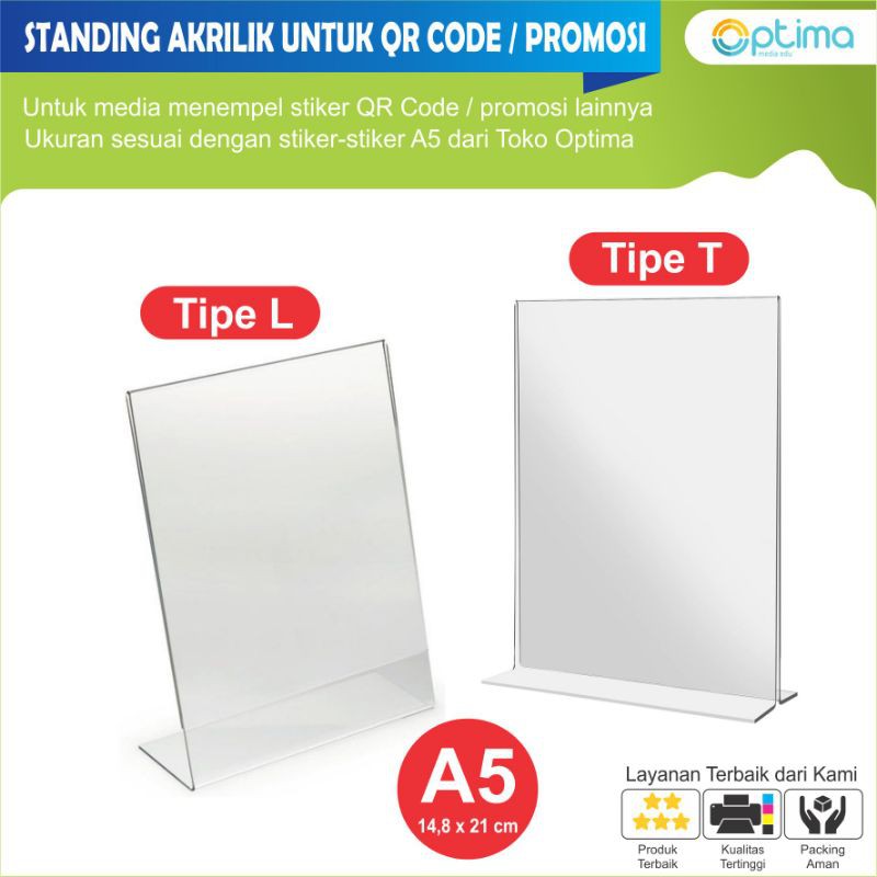 Jual Standing akrilik Ukuran A5 untuk menempatkan QR CODE scan QRIS ...