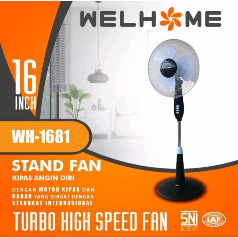 Jual WELHOME Kipas Angin Berdiri 16 Inch Stand Fan Kaki Bulat WH-1681 ...