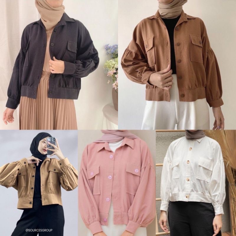 Jual Yera jaket linen crop/ busan jaket linen premium oversize/ crop outer linen premium ...