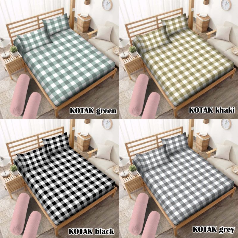 Jual sprei set aesthetic motif gingham kotak kotak sprei motif korea ...