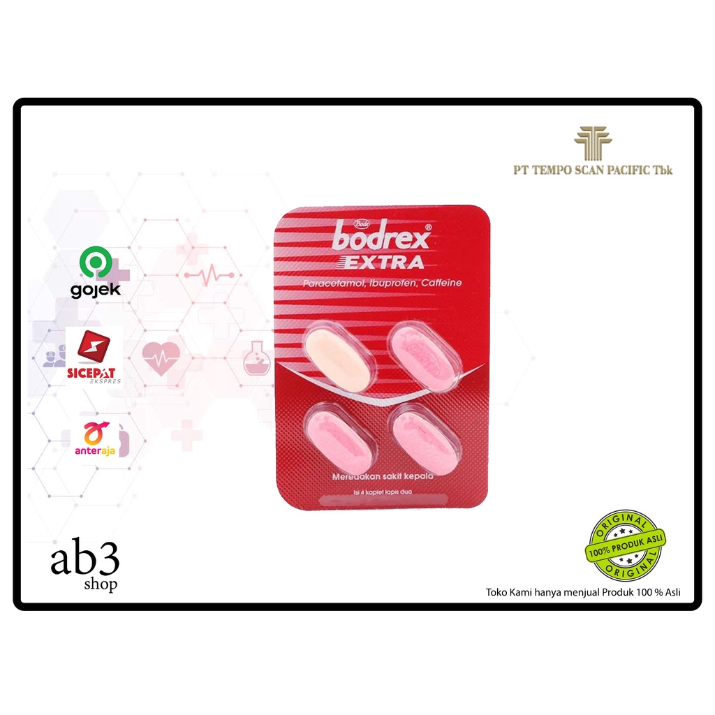 Jual BODREX EXTRA OBAT SAKIT KEPALA 4 KAPLET / MEREDAKAN SAKIT KEPALA ...
