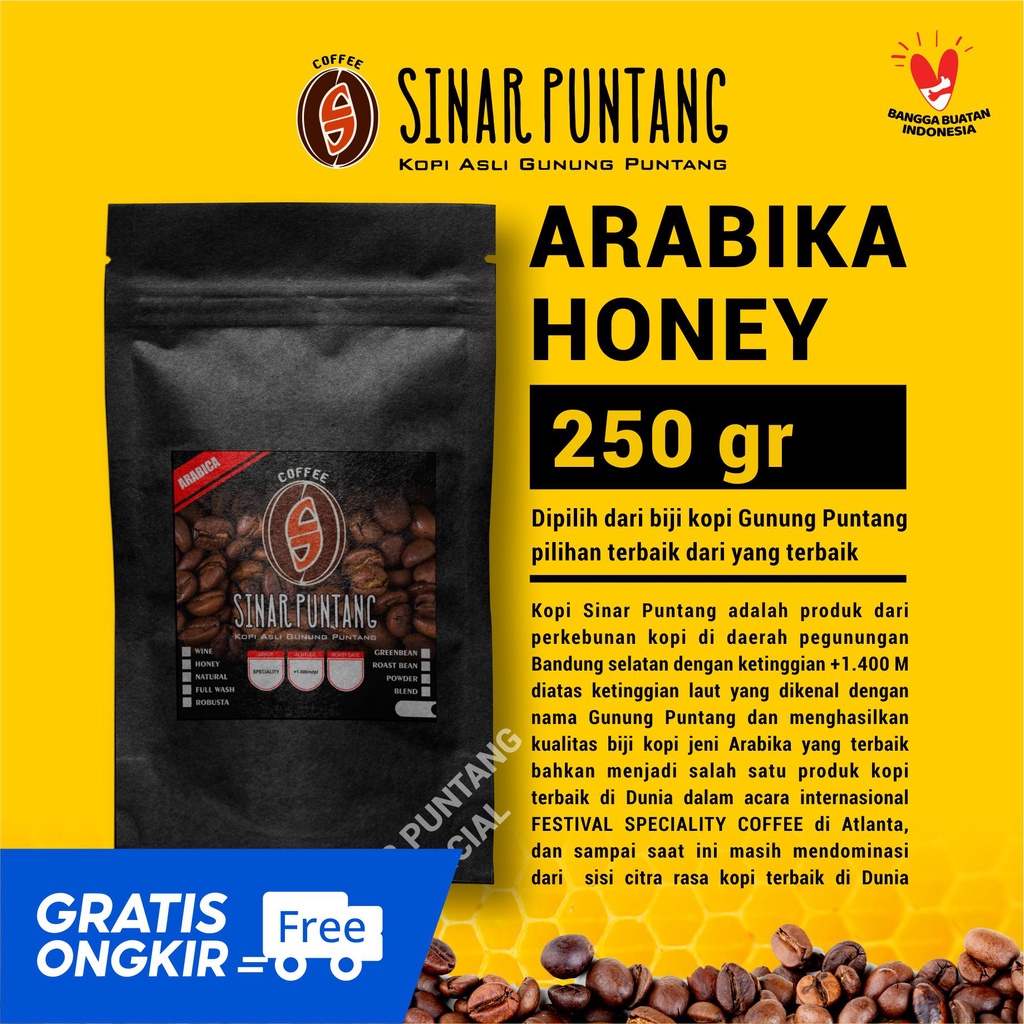 Jual KOPI ARABIKA PUNTANG (SINAR PUNTANG) ARABIKA HONEY (250 gr) | BIJI ...