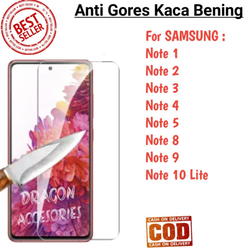 Jual Samsung Note 1 2 3 4 5 8 9 10 Lite Anti Gores Kaca Bening Tempered Glass Screen Guard ...