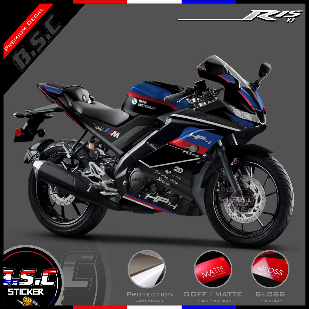 Jual Sticker Decal R15 V3 LED Motif Livery BMW Black | Shopee Indonesia