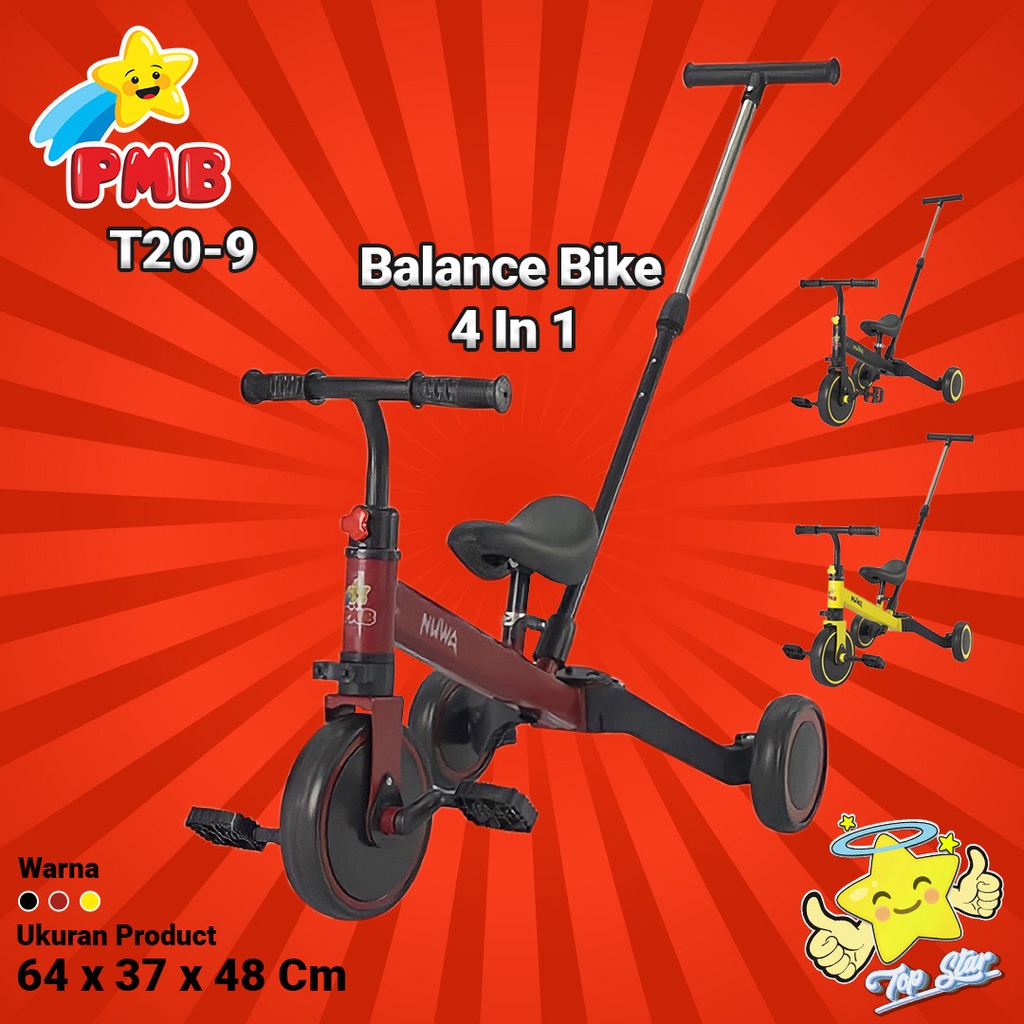 Jual Balance Bike 3 in 1 PMB Nuwa T20-9 Sepeda Keseimbangan Anak ada ...