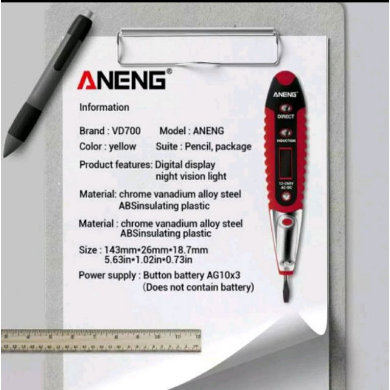 Jual ANENG Tespen Digital / Pencil Tester Voltage Detector AC DC 12 ...