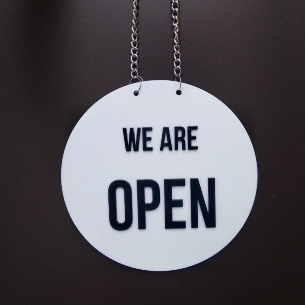 Jual Open Closed Bulat Putih | Sign Board Akrilik Timbul | Shopee Indonesia