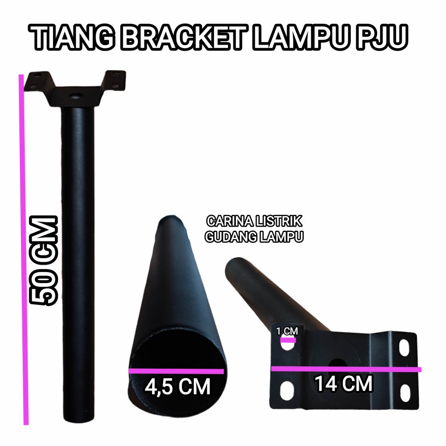 Jual TIANG BRACKET LAMPU PJU LED 2 INCH 50CM TEMPEL TEMBOK BREKET BAGUS ...