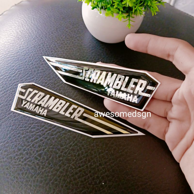 Jual emblem sticker timbul SCRAMBLER YAMAHA isi 2 pcs | Shopee Indonesia