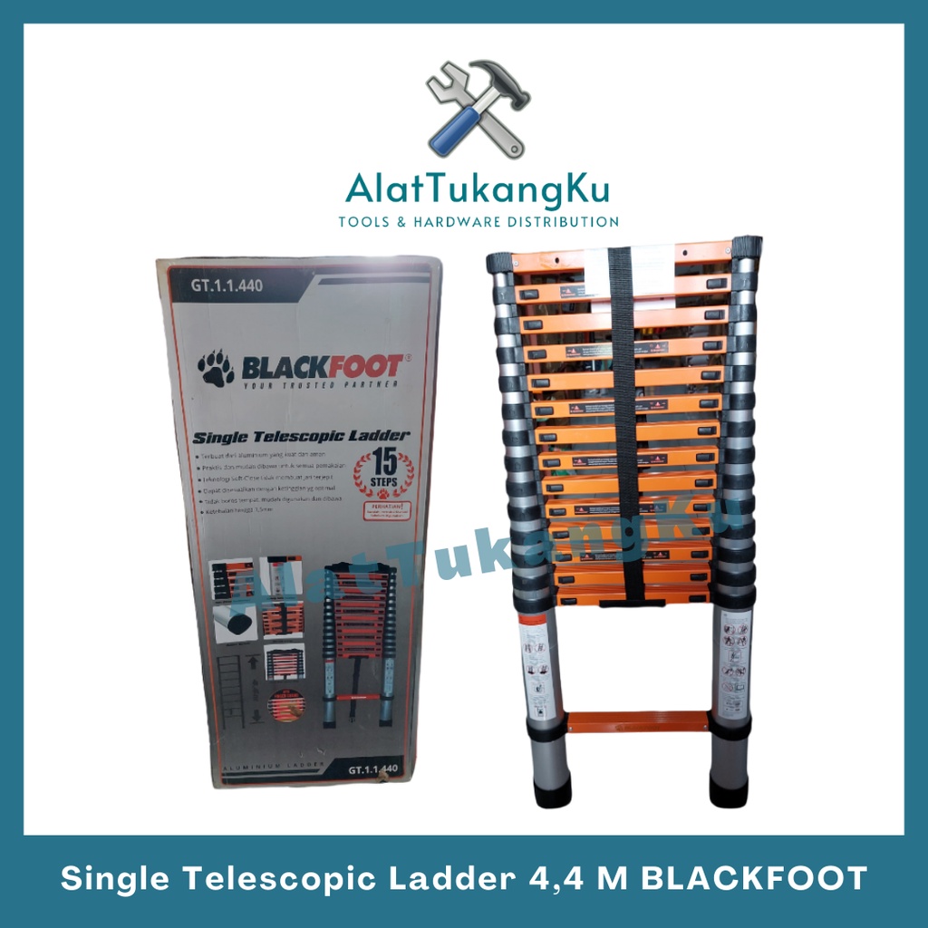 Jual Tangga Telescopic Single 4,4 Meter Blackfoot/ Single Telescopic ...