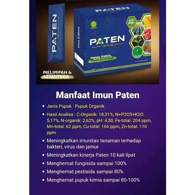 Jual Pupuk Paten Organik Dan Imun Paten Teknologi Nano 24 Sachet / Box ...