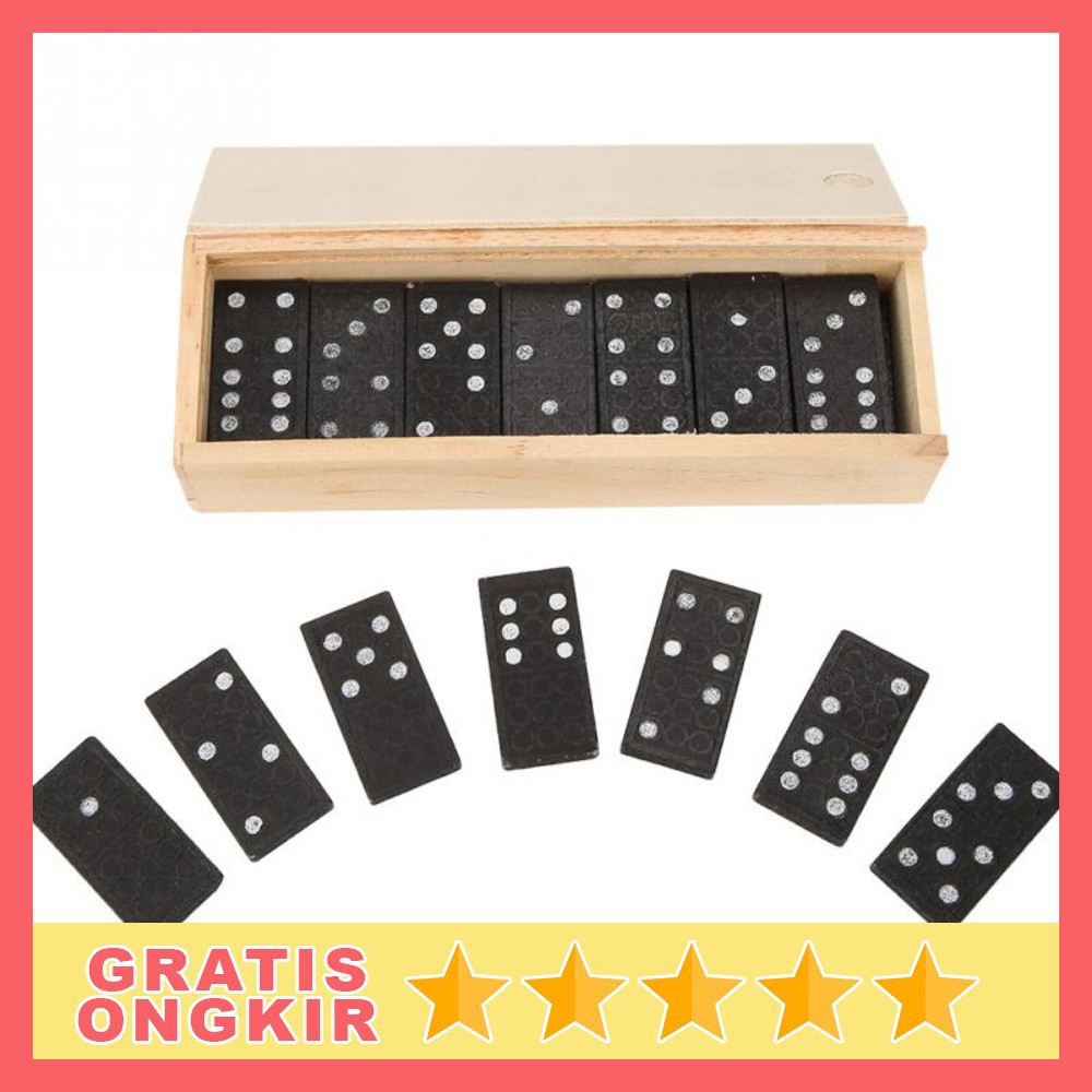 Jual VBESTLIFE Mainan Domino Gaple Kayu Board Game 28 PCS D28 Black ...