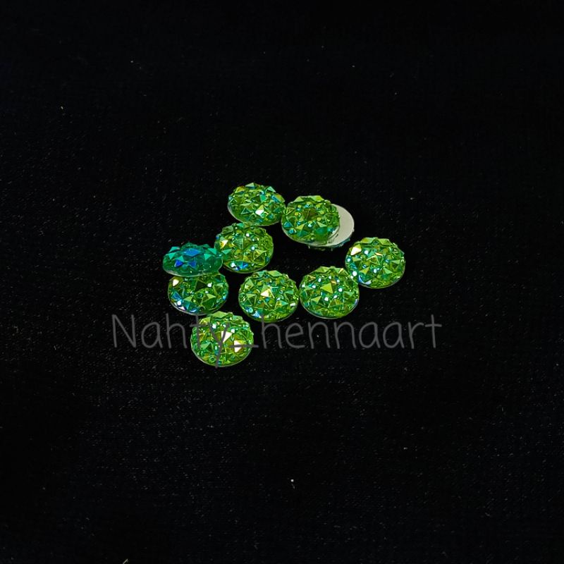 Jual 0ROUND ETHNIC gems bulat pipih datar warna pelangi ab 10mm tanpa ...