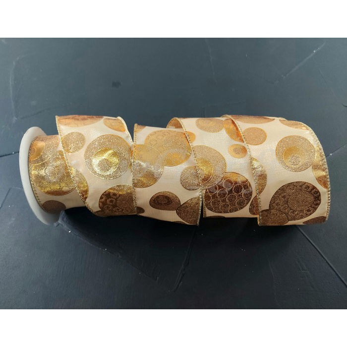 Jual Pita Kain Motif Bulat Emas; Lebar 6.3 cm; Panjang 10 Yard | Shopee ...