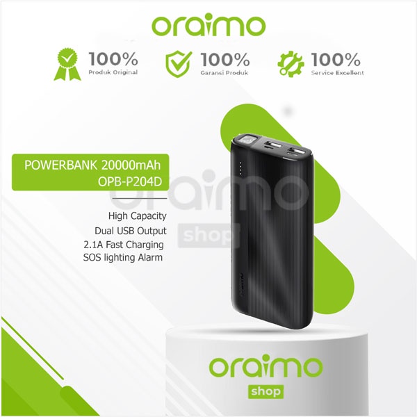 Jual Oraimo Traveler 4 Powerbank 20000mAh Dual USB Fast Charging OPB ...