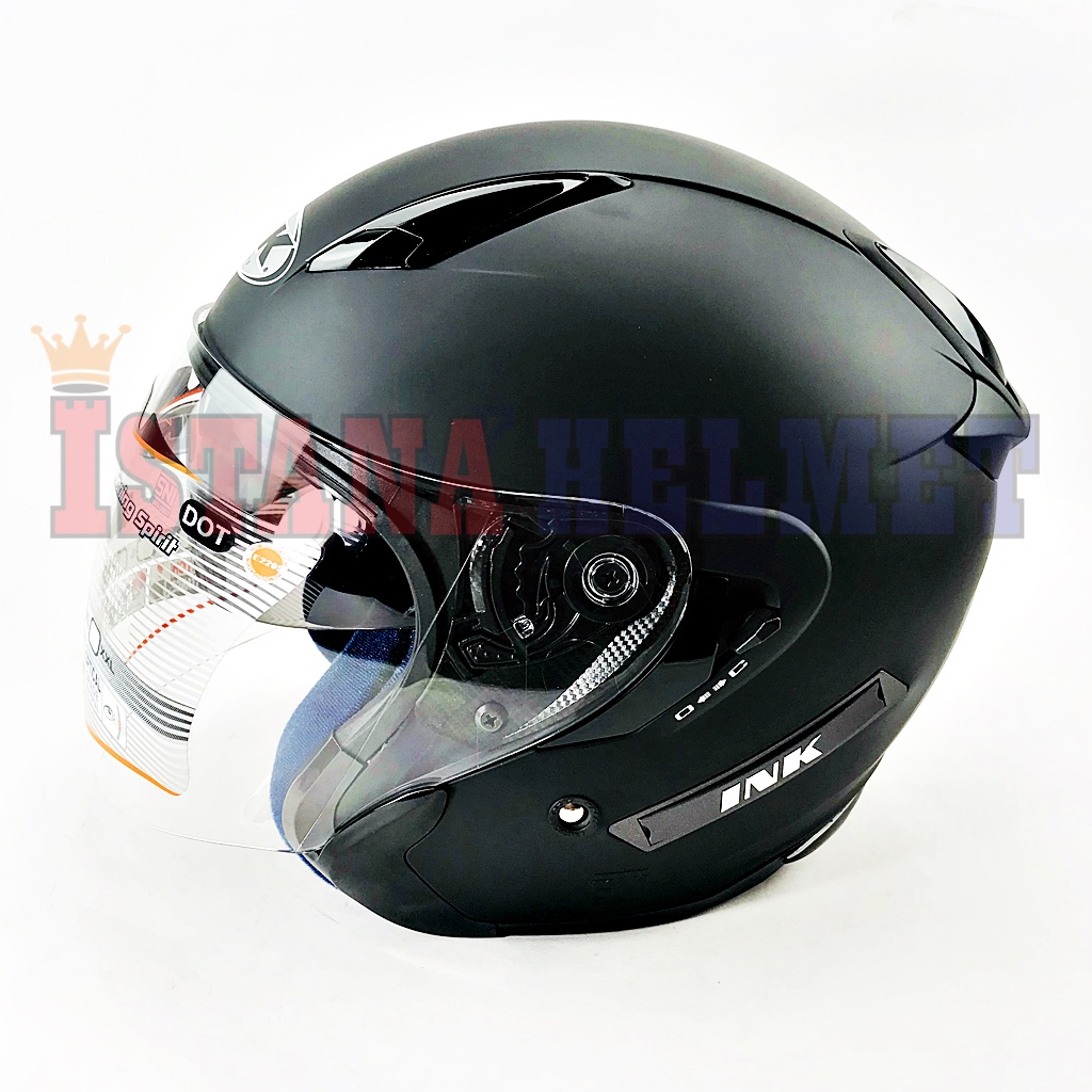 Jual HELM INK METRO 2 SOLID BLACK DOFF DOUBLE VISOR | Shopee Indonesia