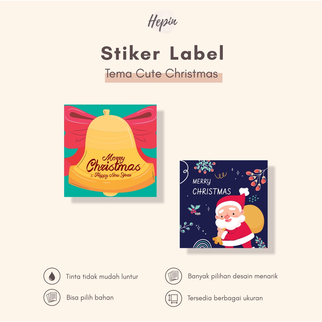 Jual Cetak Stiker Kemasan Tema CUTE CHRISTMAS Hampers Produk Natal ...