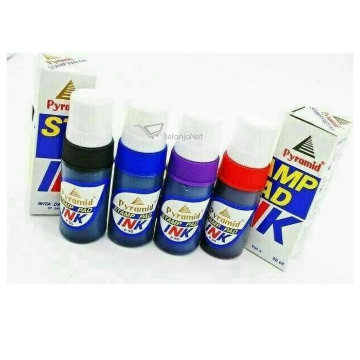 Jual Tinta Stempel Pyramid Ink |Tinta Stamp Pad Ungu Biru Merah Hitam ...