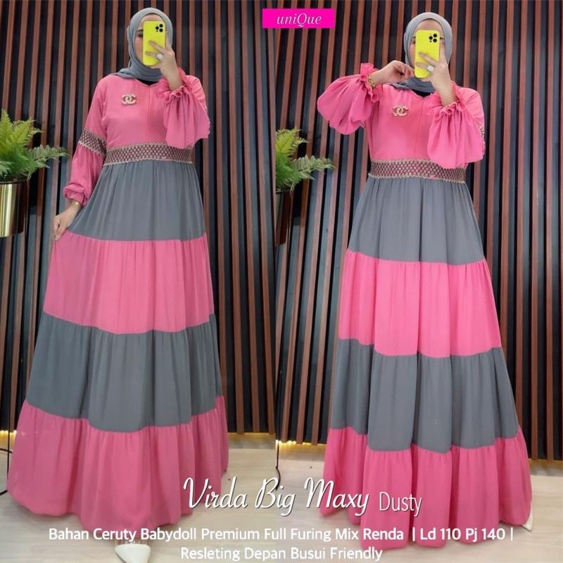 Jual Manjalika Virda susun maxi dress (LABEL ZONYA) | Shopee Indonesia