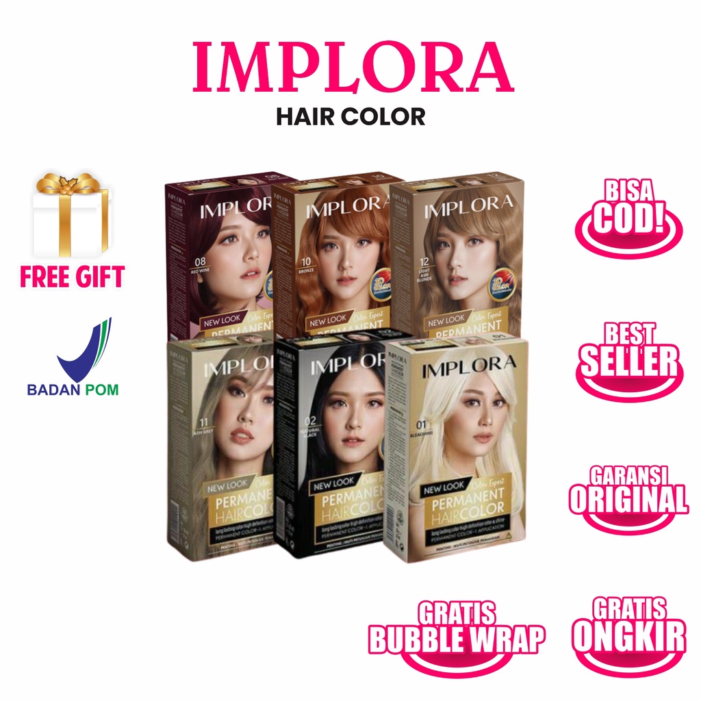 Jual Implora New Permanent Hair Color Cat Rambut Perwarna Bleaching ...