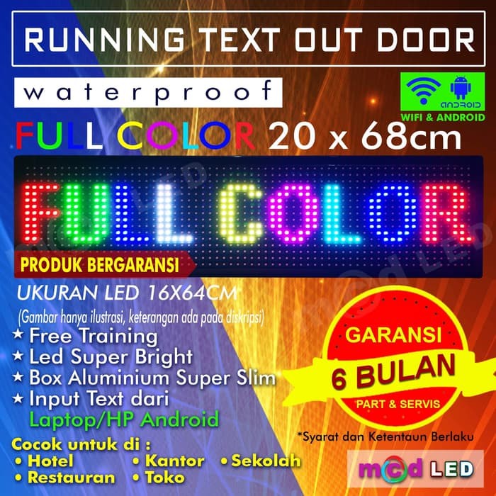 Jual RUNNING TEXT FULL COLOR OUTDOOR SMD P10 16X64 CM | Shopee Indonesia