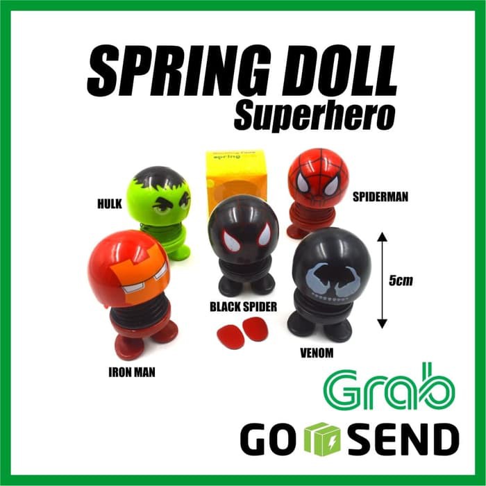 Jual Spring Doll SUPERHERO Spiderman Hulk Iron Man Smile Goyang Kepala ...