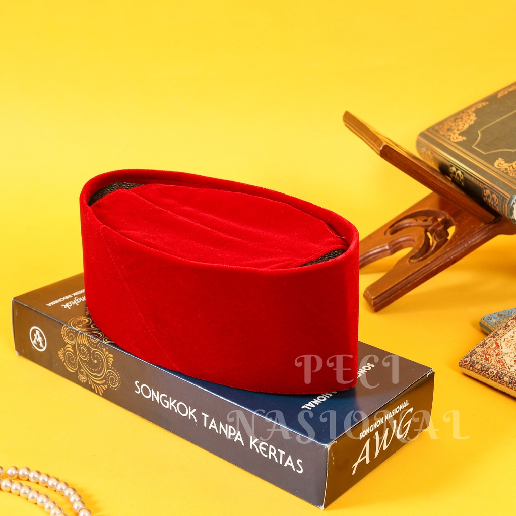Jual PECI Songkok Kopiah Merah Polos AC AWANG/MUHAIMIN( Tinggi 9 Ukuran ...