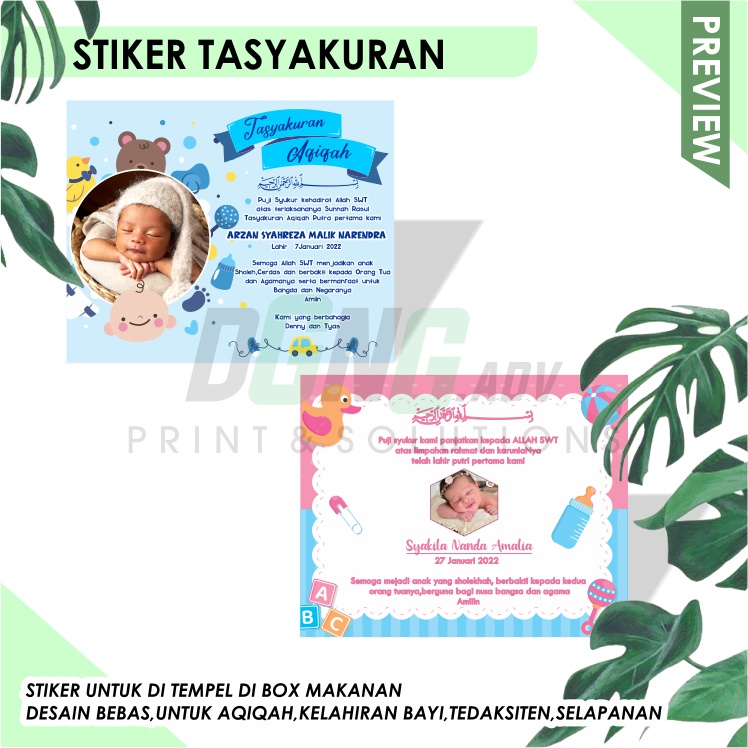 Jual Stiker Acara Anak,Stiker Aqiqah,Tasyakuran Bayi,Tedak Sinten ...