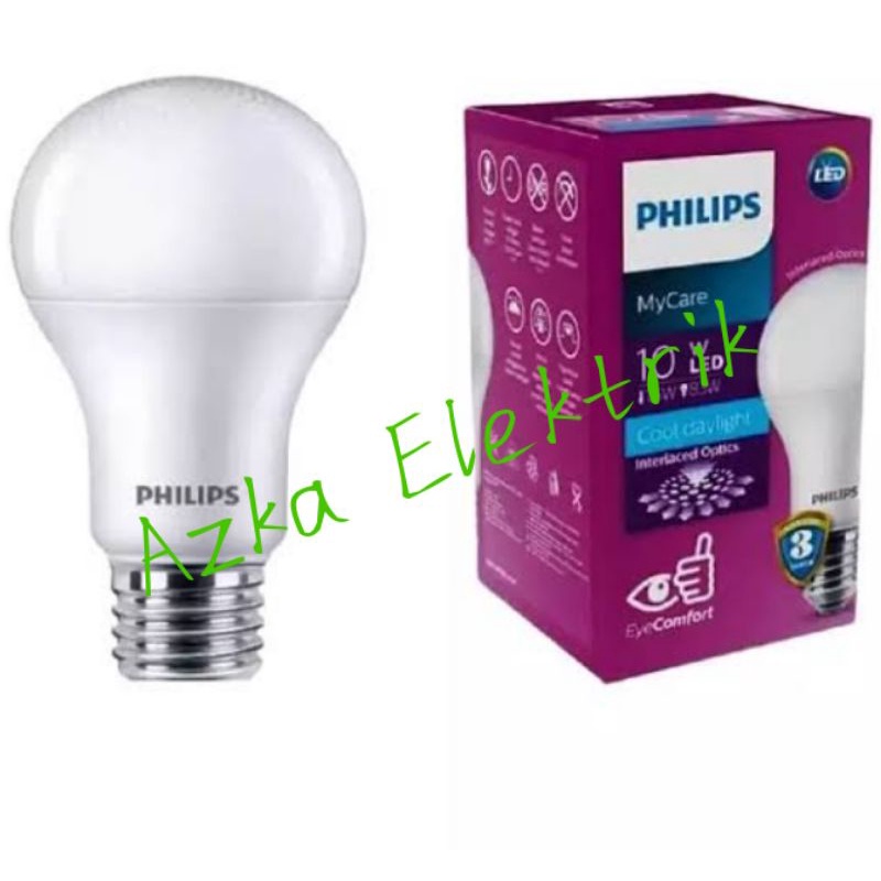 Jual LAMPU LED PHILIPS 10 WATT PUTIH / LED BULB MYCARE 10 WATT COOL DAYLIGHT AQ | Shopee Indonesia