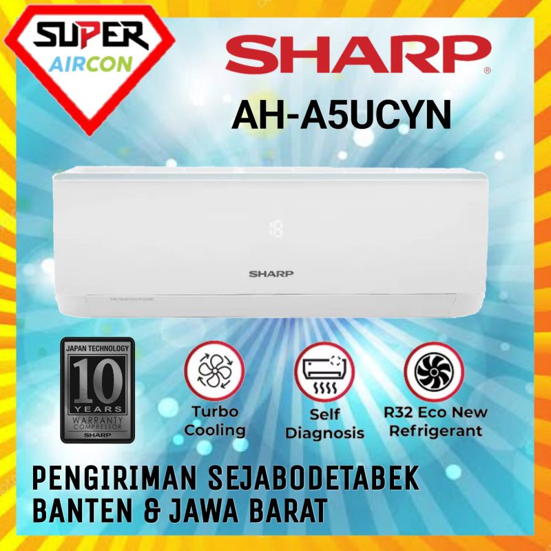 Jual AC SHARP AH - A 5 UCYN 1/2 PK TURBO AH - A5UCYN + PASANG INSTALASI | Shopee Indonesia