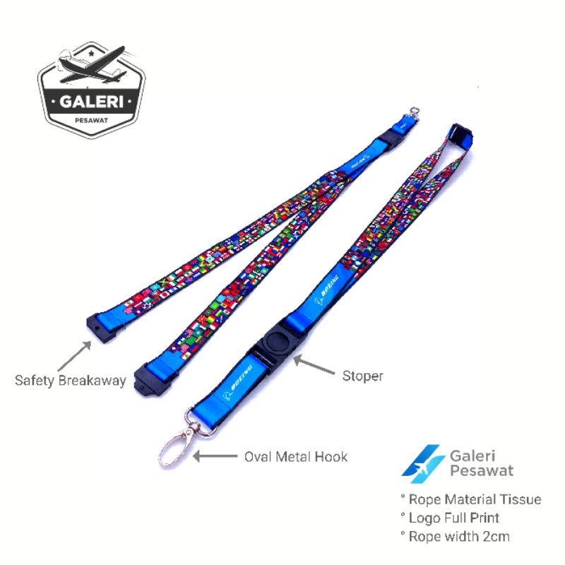 Jual Lanyard/Tali Gantungan ID Card BOEING WORLD NATIONAL FLAGS ...