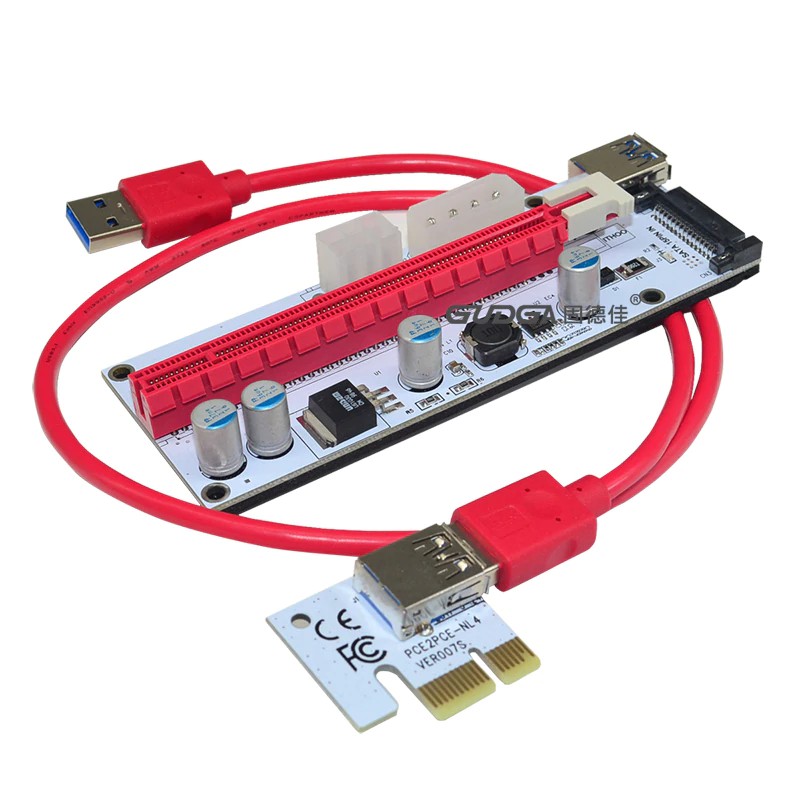 Jual Bebas ongkir 3 in 1 4pin molex pci-e riser card 6pin riser sata ...