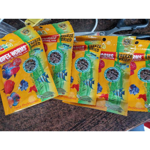 Jual PAKAN IKAN CACING KERING TOPKA TUBIFEX WORM 5 GRAM HIGH NUTRISI ...