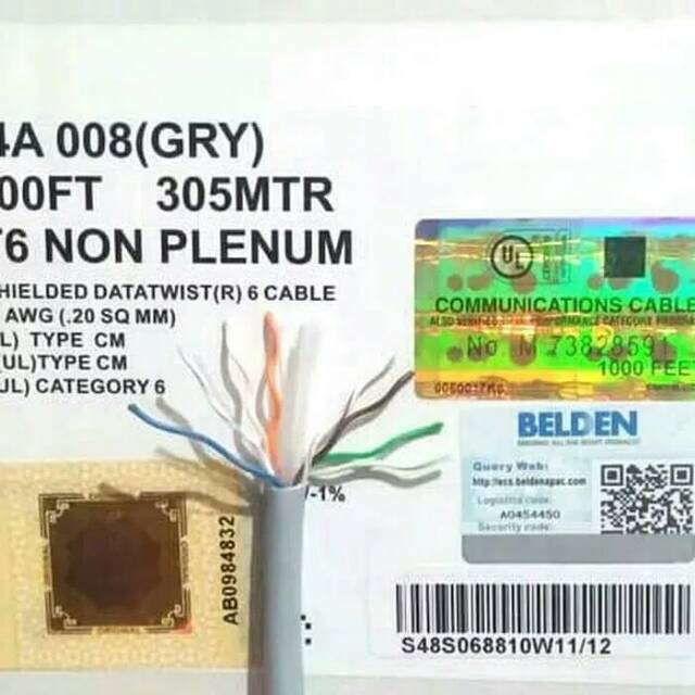Jual Belden Kabel Lan UTP Cat6 Belden USA Original Harga Meteran Tipe ...