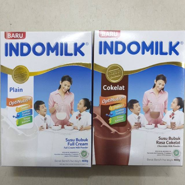 Jual Indomilk susu bubuk full cream dan coklat instant kotak 400 gr | Shopee Indonesia