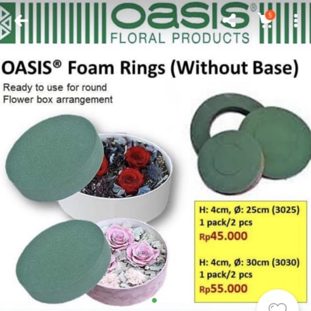 Jual OASIS Foam Rings Without Base D25-D30 ASLI barang florist Oasis Lingkaran | Shopee Indonesia