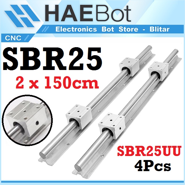 Jual [HAEBOT] Set Rail SBR25 SBR 25 2 x 150cm Rel Linear Shaft As 25mm ...
